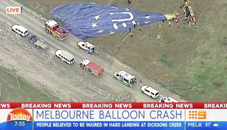 Serious hot air balloon accident in Melbourne